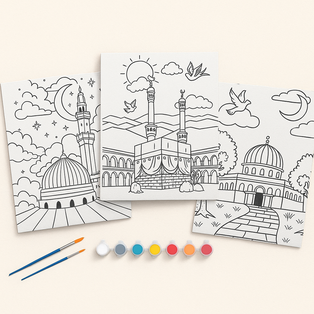 Beautiful Mosques oil painting kit – Little Muslim Craft Corner